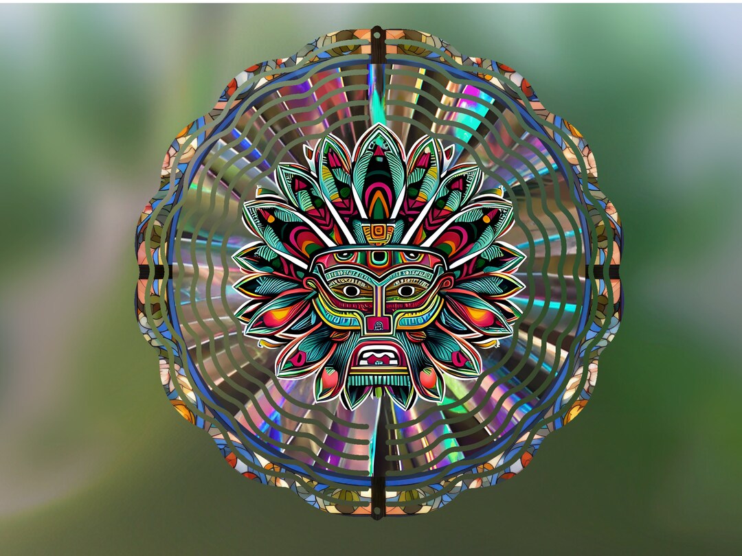 Mayan Totem Wind Spinner Sublimation Design, Mayan Mask PNG Wind ...