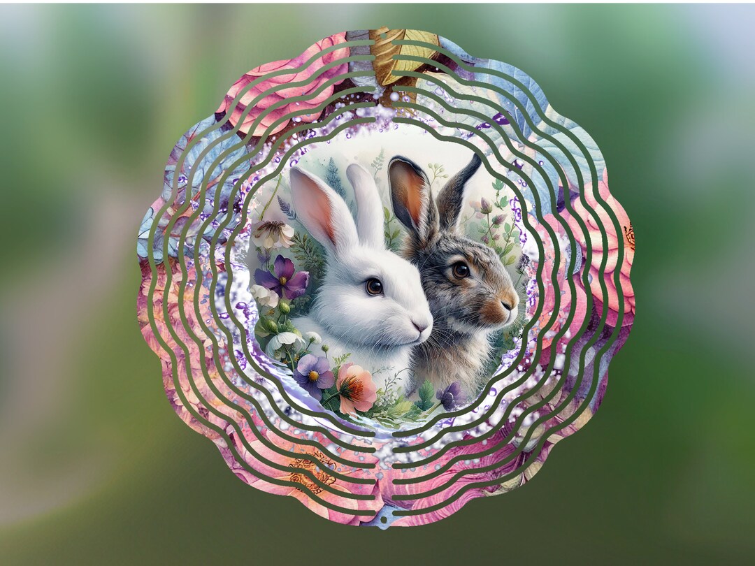 Rabbit Wind Spinner Sublimation Design, Cute Rabbits Windspinner PNG ...