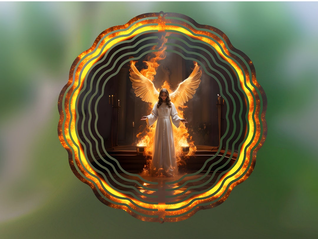 Fire Angel Wind Spinner Sublimation Design, Angel Windspinner PNG for ...