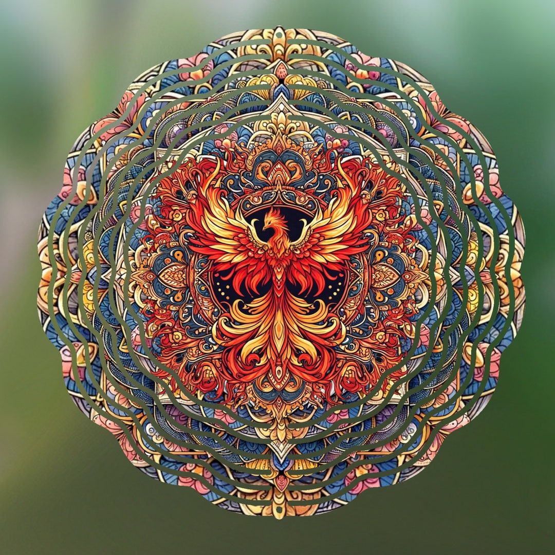 Phoenix Mandala Wind Spinner Sublimation Design, Phoenix Windspinner ...