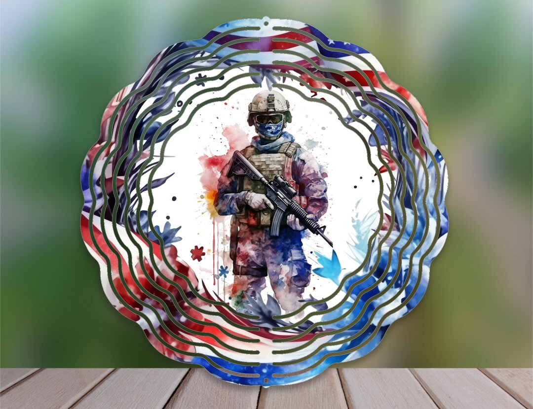 American Soldier Wind Spinner Sublimation Design, Patriot Soldier Wind ...