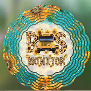 School Bus Monitor Wind Spinner Sublimation Design, Bus Monitor ...