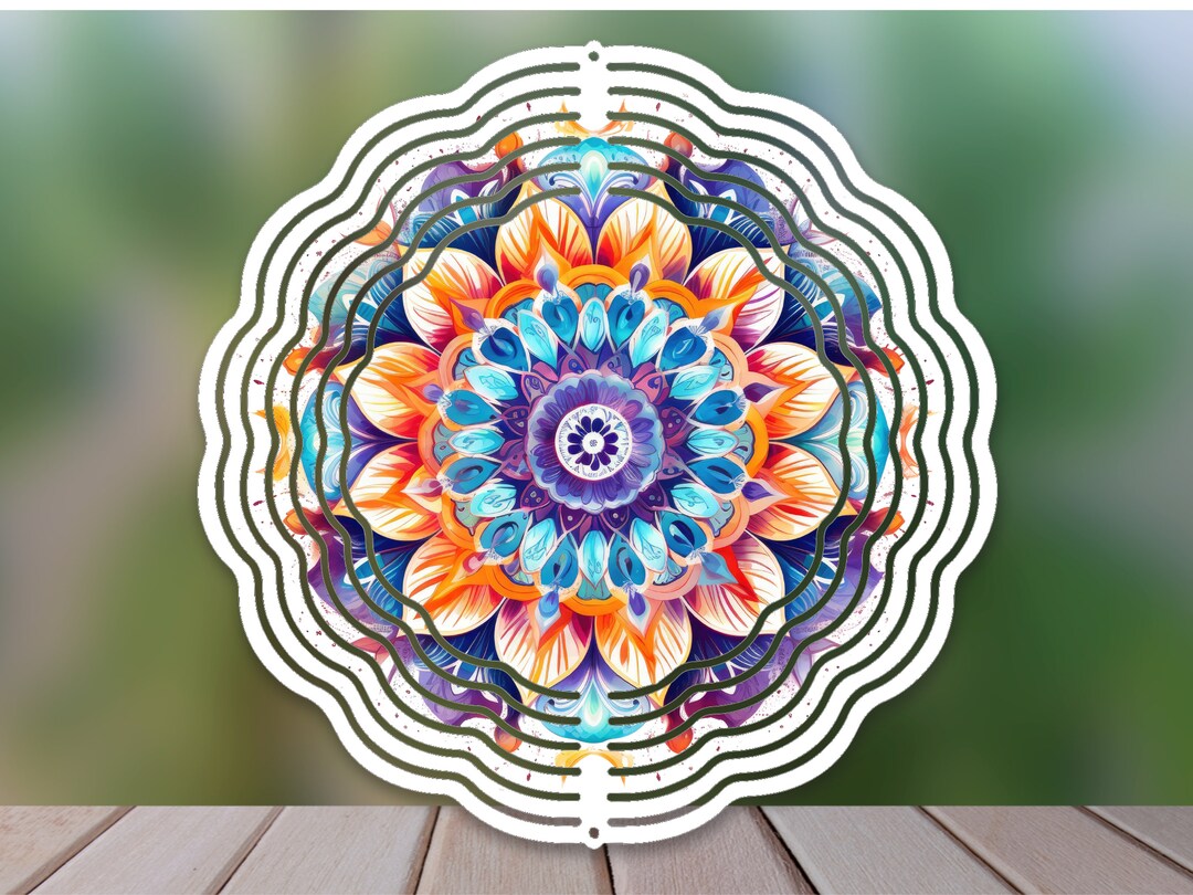 Mandala Wind Spinner Sublimation Design, Colorful Mandala Windspinner ...