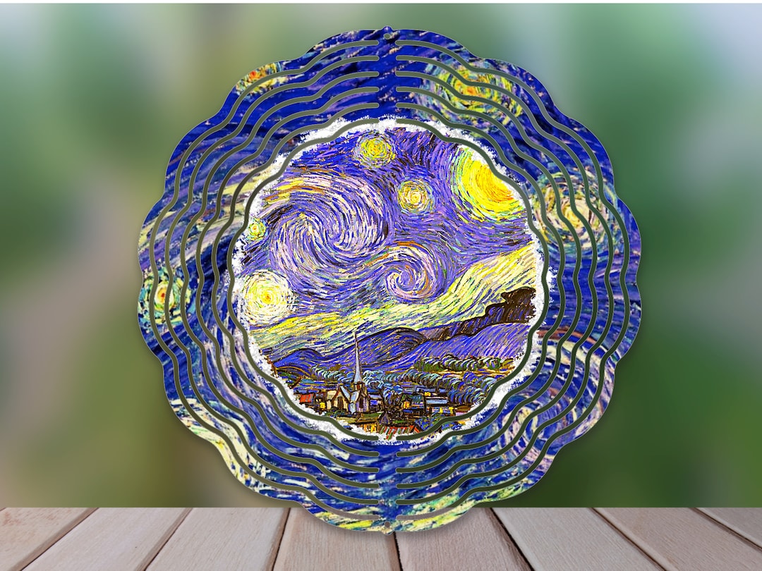Van Gogh Starry Night Wind Spinner Sublimation Design (PNG Digital ...