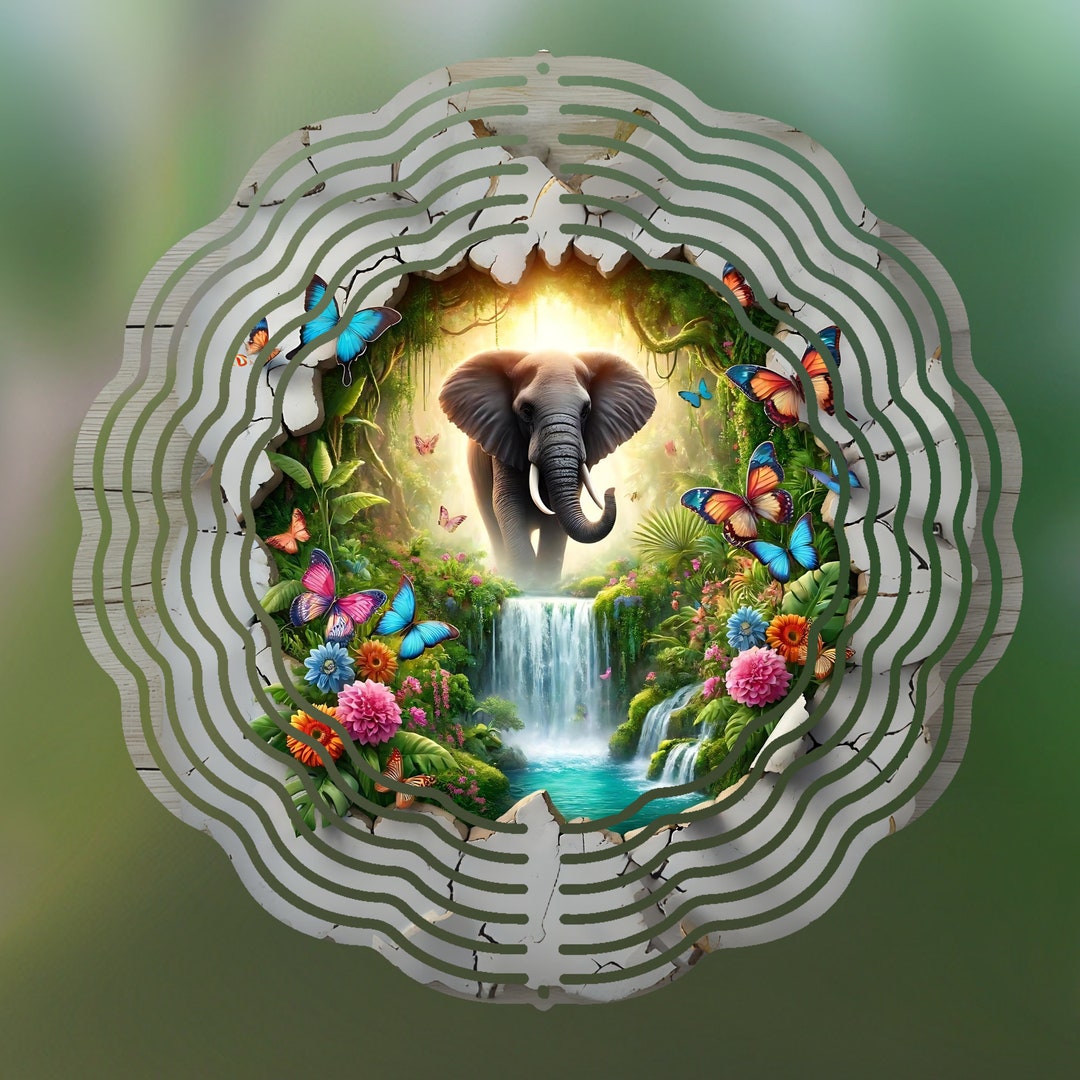 3D Elephant Wind Spinner Sublimation Design, Elephant in the Jungle ...