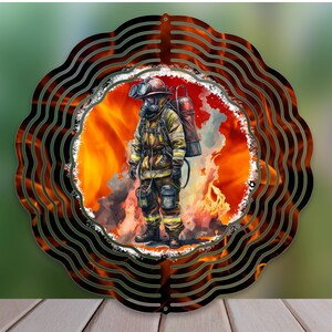 Firefighter Wind Spinner Sublimation Design, Fireman Windspinner PNG ...