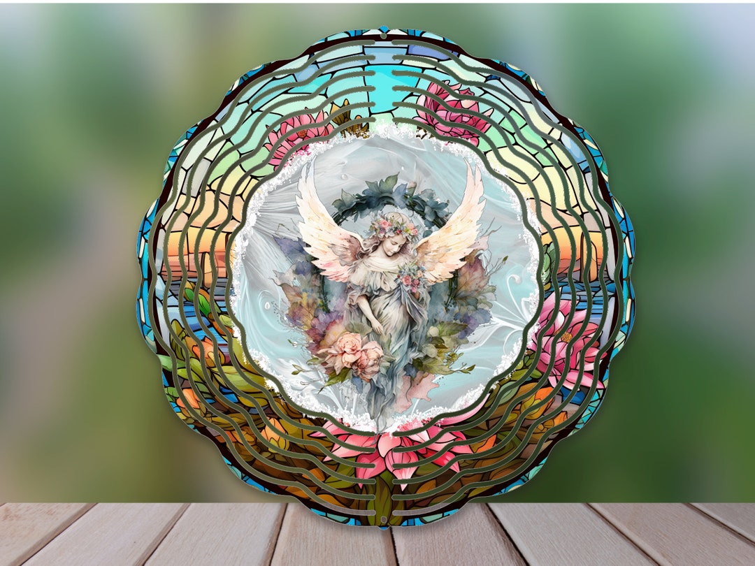 Angel Wind Spinner Sublimation Designs, Stained Glass Angel Wind ...