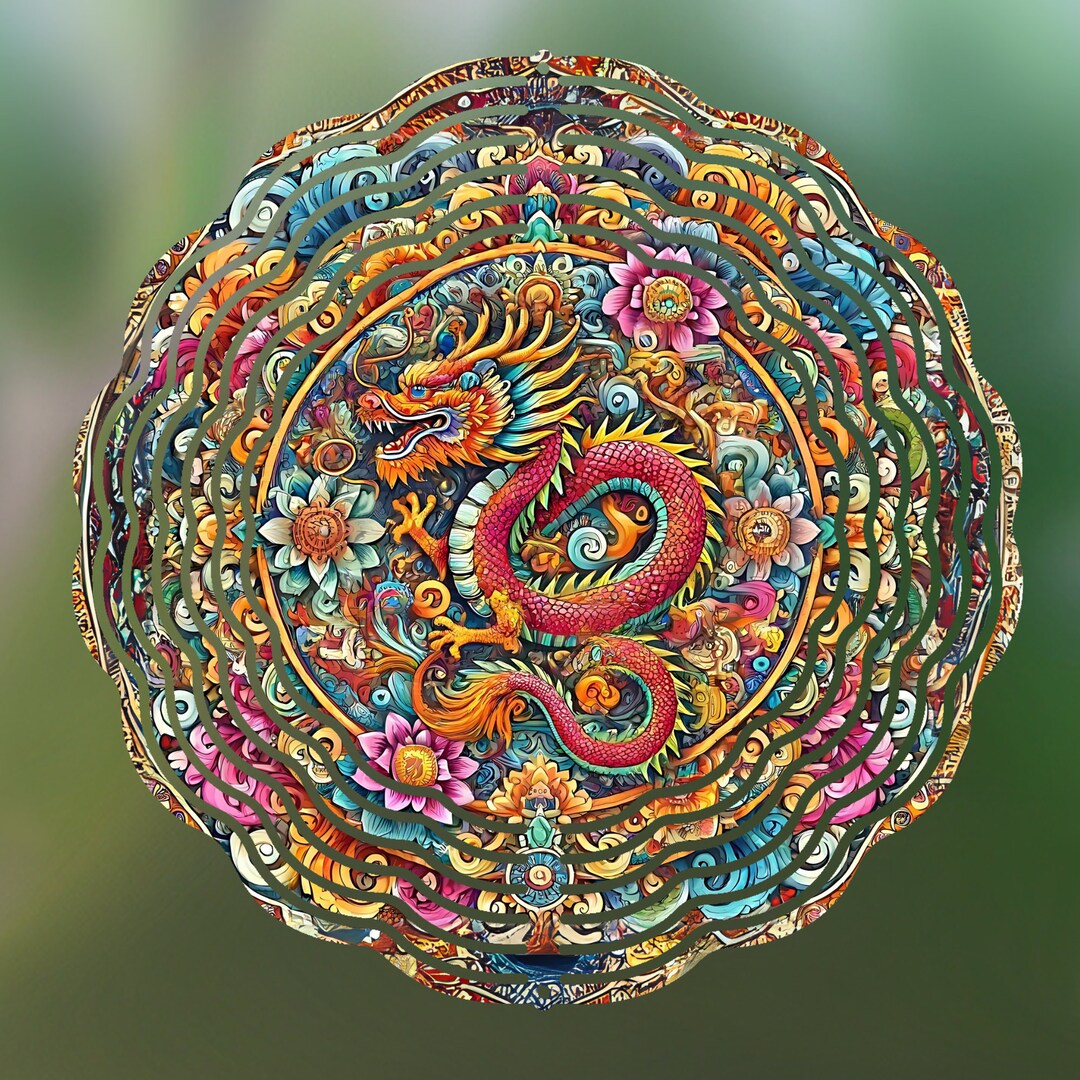 Chinese Dragon Mandala Wind Spinner Sublimation Design, Chinese Dragon ...
