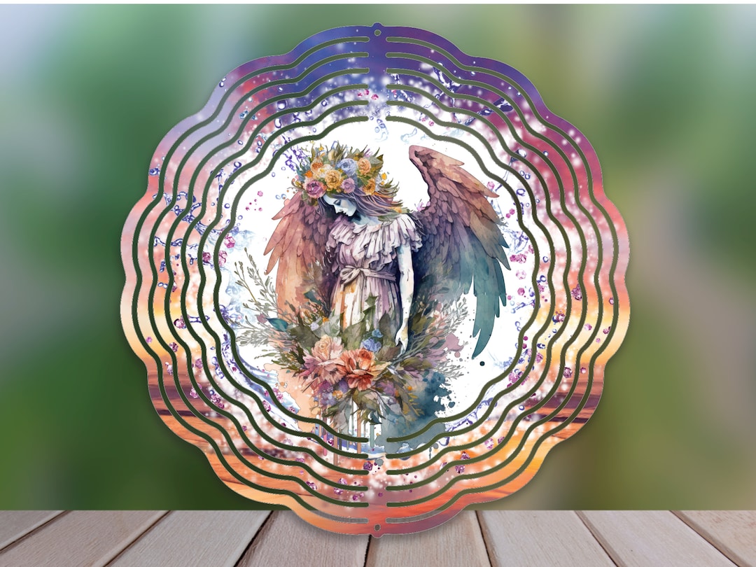 Angel Wind Spinner Sublimation Design, Floral Angel Windspinner PNG for ...