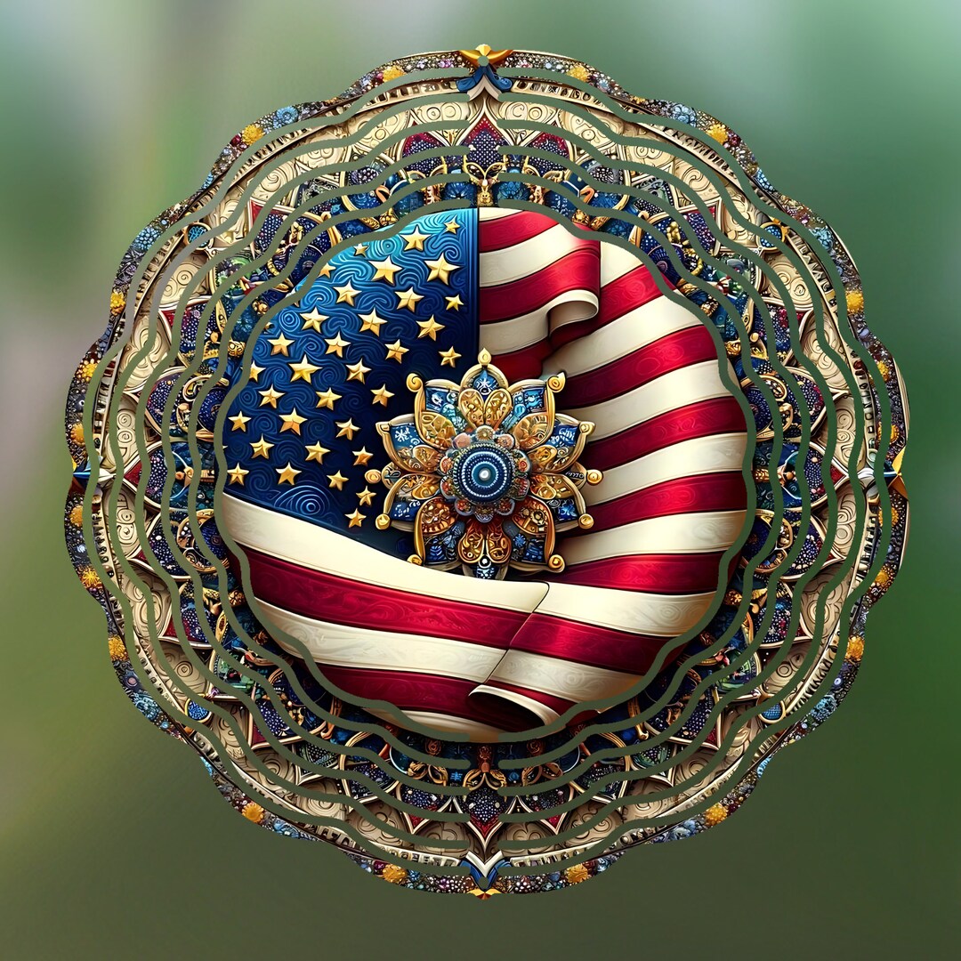 American Flag Mandala Wind Spinner Png for Sublimation, Patriotic Wind ...