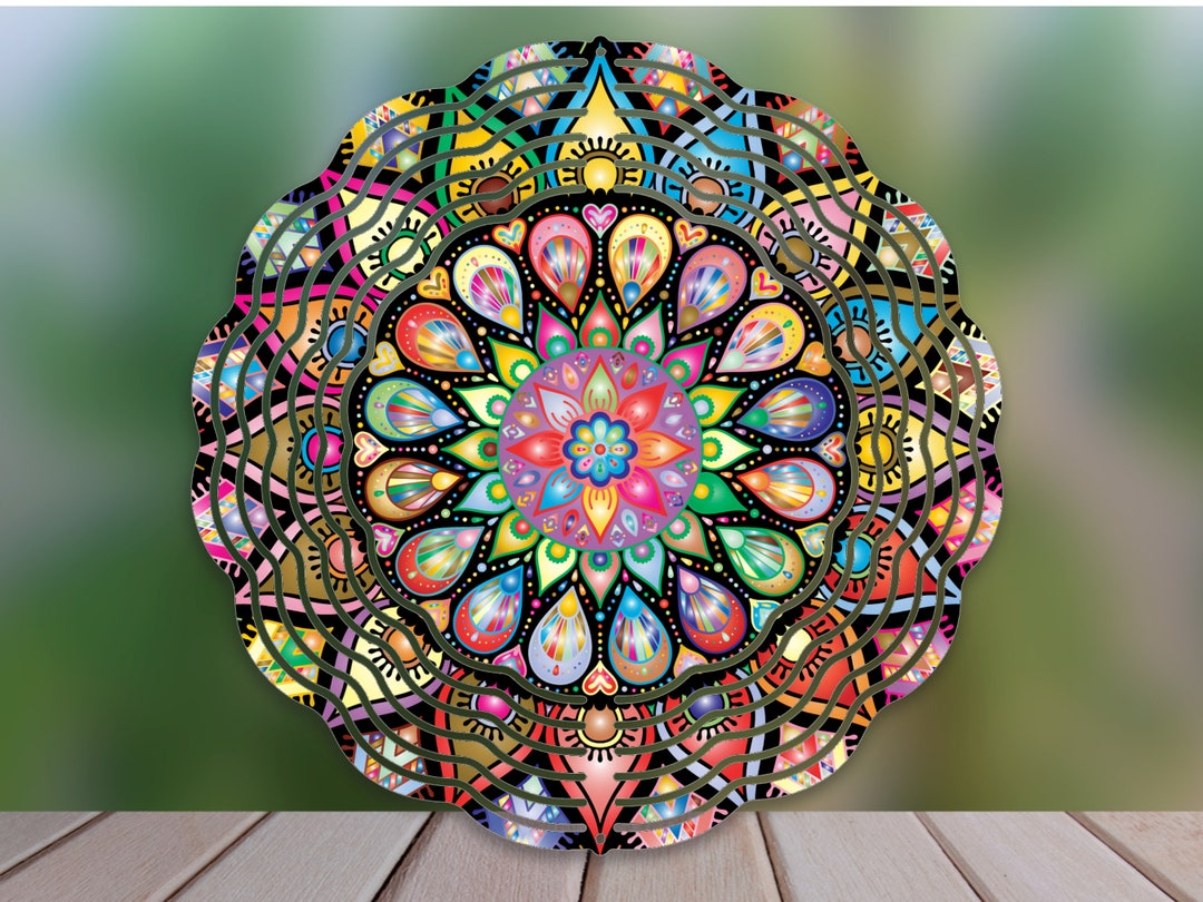 Mandala Wind Spinner Sublimation Design: Bright Colorful PNG (digital ...