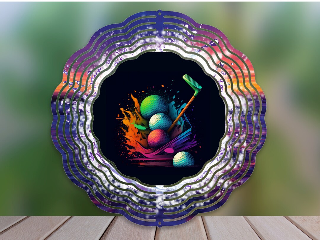 Golf Wind Spinner Sublimation Design: Colorful 10-inch PNG (digital ...