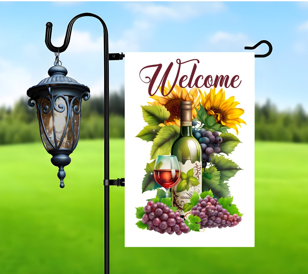 Garden Flag Sublimation Design, Wine Garden Flag Design, Cocktail ...