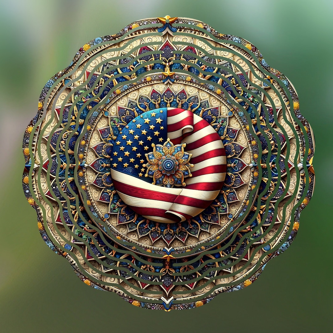 American Flag Mandala Wind Spinner PNG: Patriotic Sublimation Design ...