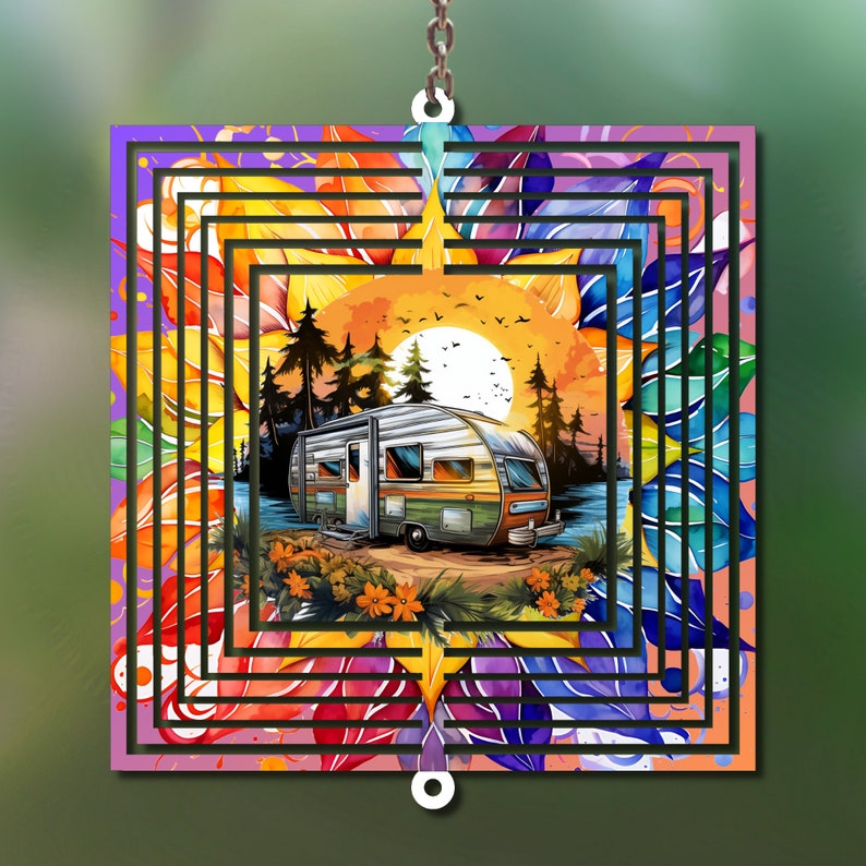 Camping Wind Spinner Sublimation Design: Happy Camper PNG (digital ...