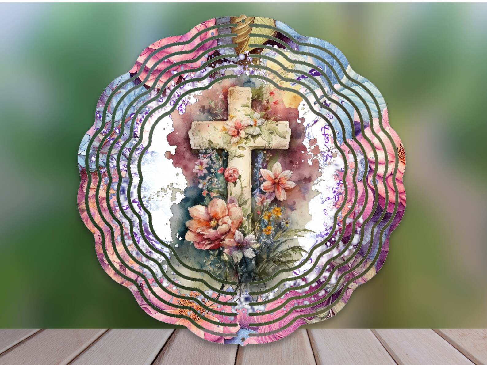 Cross Wind Spinner Sublimation Design, Floral Cross Windspinner PNG for Sublimation, Cross ...