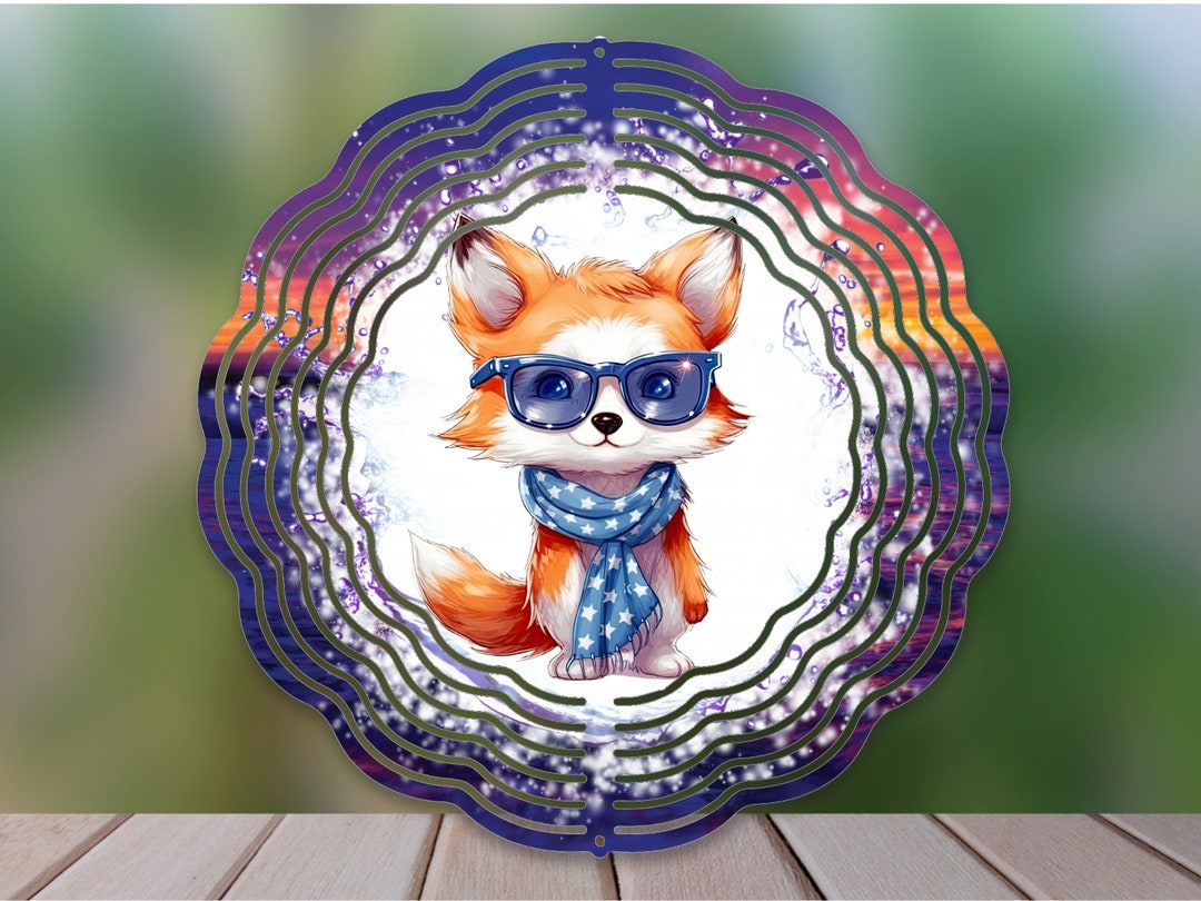 Patriotic Cute Baby Fox Wind Spinner Sublimation Design, Cute Red Fox ...