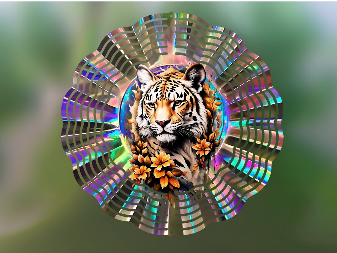Tiger Wind Spinner Sublimation Design, Floral Tiger Windspinner PNG for ...