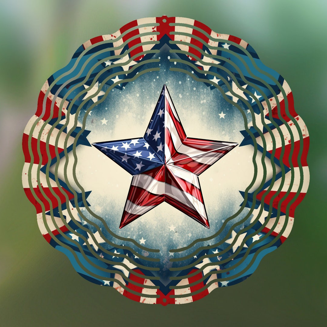 American Flag Star Wind Spinner Sublimation Design, American Flag Wind ...