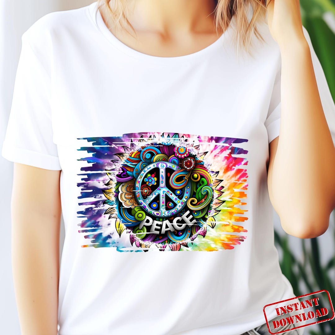 Colorful Peace Shirt Sublimation Design, Peace PNG Sublimation Design ...