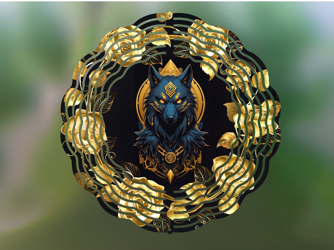 Fantastic Wolf Wind Spinner Sublimation Design, Mystical Wolf ...