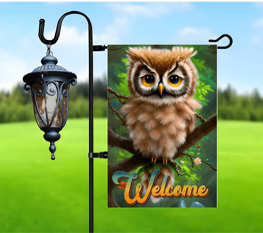 Cute Owl Welcome Garden Flag Sublimation Design, Owl Garden Flag Design ...