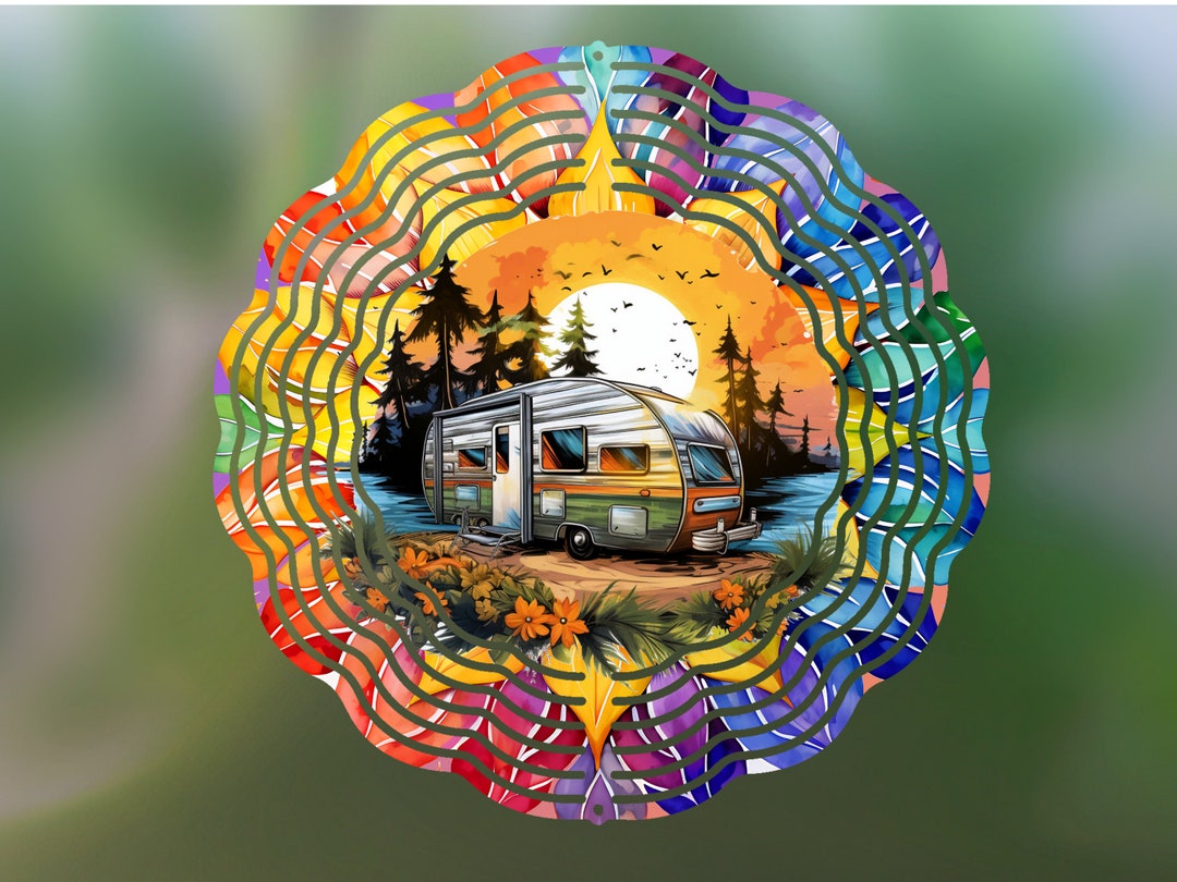 Camping Wind Spinner Sublimation Design: Happy Camper PNG (digital ...