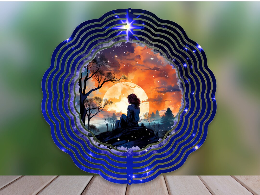 Starry Night Wind Spinner Sublimation Design: Sunset Sky PNG (digital ...
