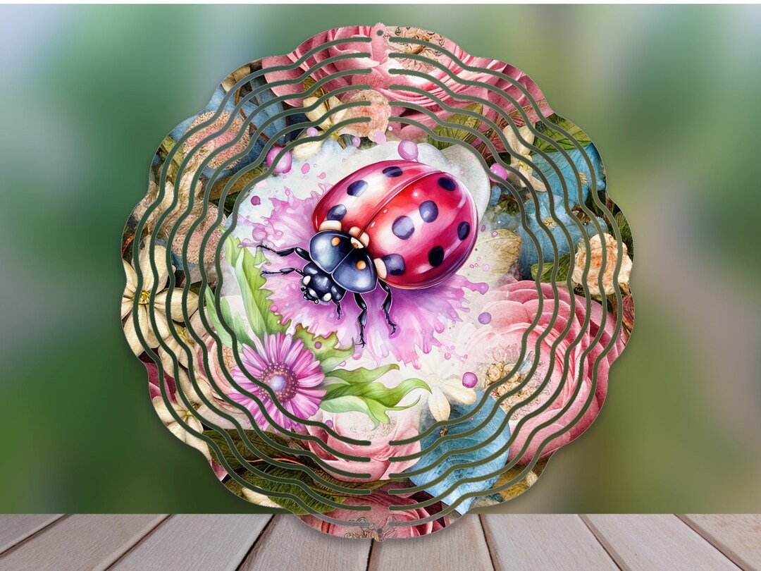 Ladybug Wind Spinner Sublimation Design: Pink Floral PNG (digital ...