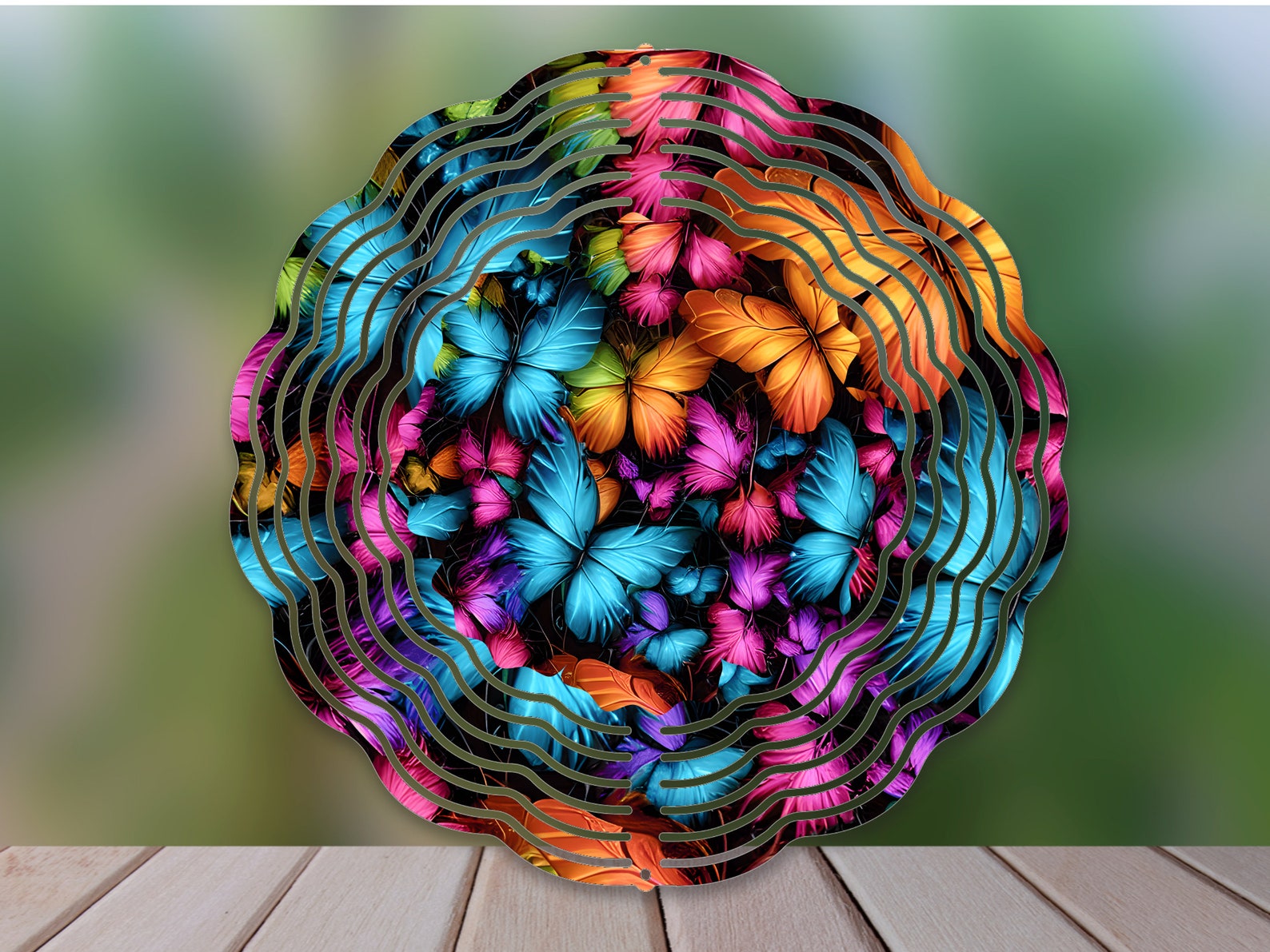 Flight of Colorful Butterflies Wind Spinner Sublimation Design ...