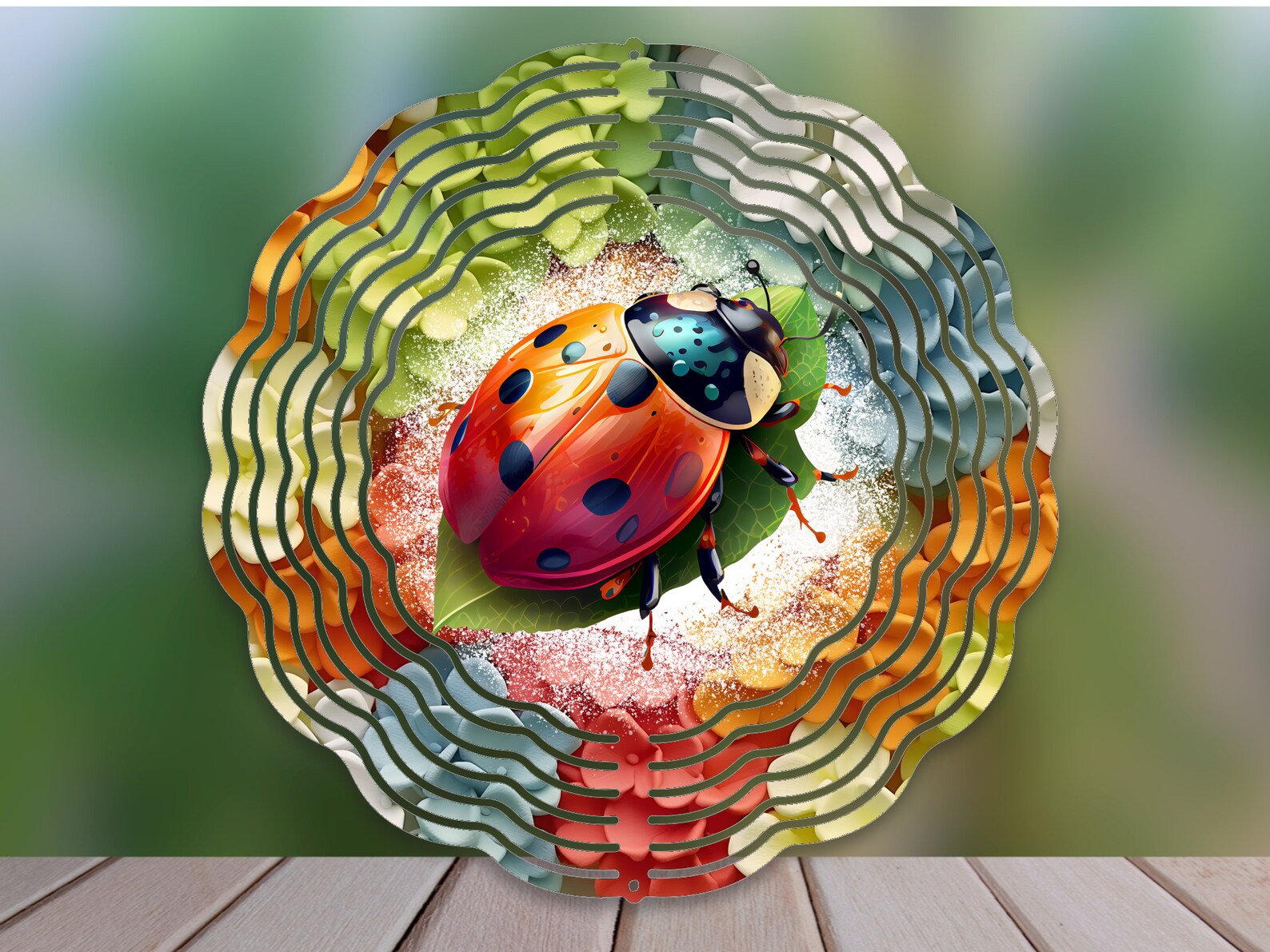 Ladybug Wind Spinner Sublimation Design 3D Flowers Ladybug - Etsy