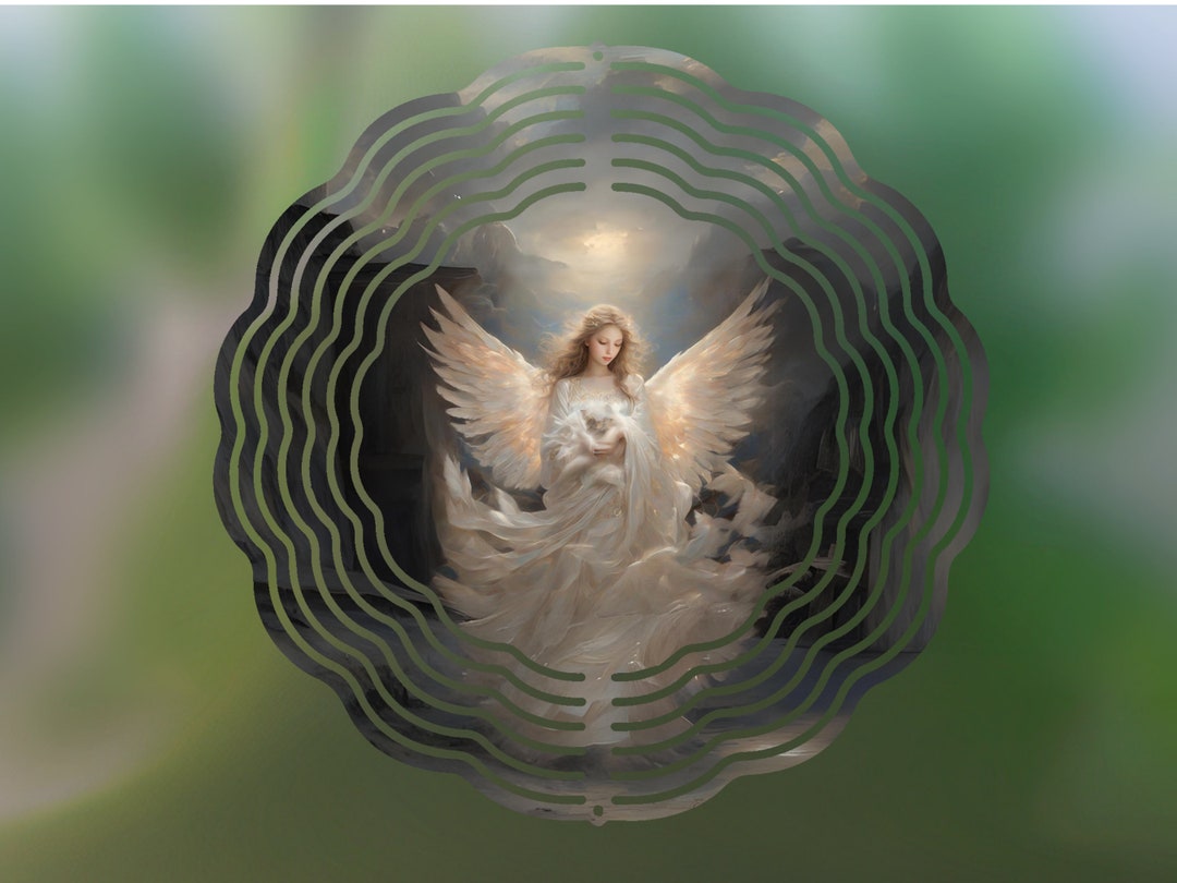 Angel Wind Spinner Sublimation Design, White Angel Windspinner PNG for ...