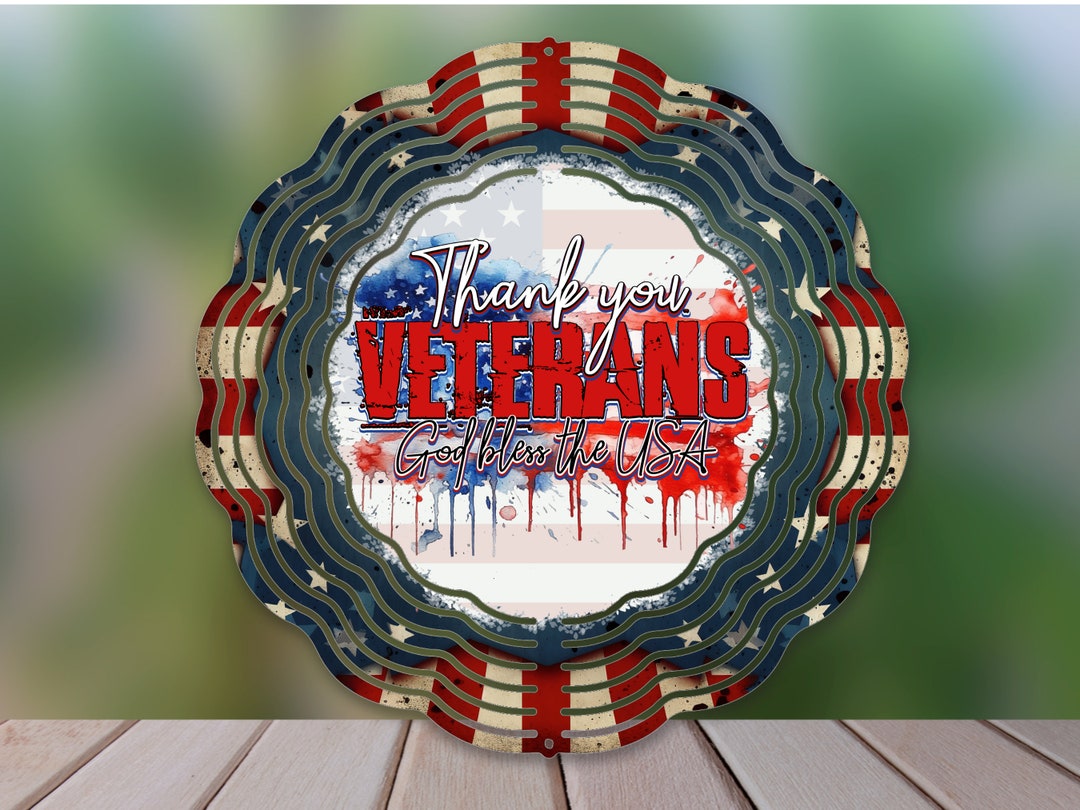 Veterans Day Wind Spinner Sublimation Design: God Bless USA (PNG ...