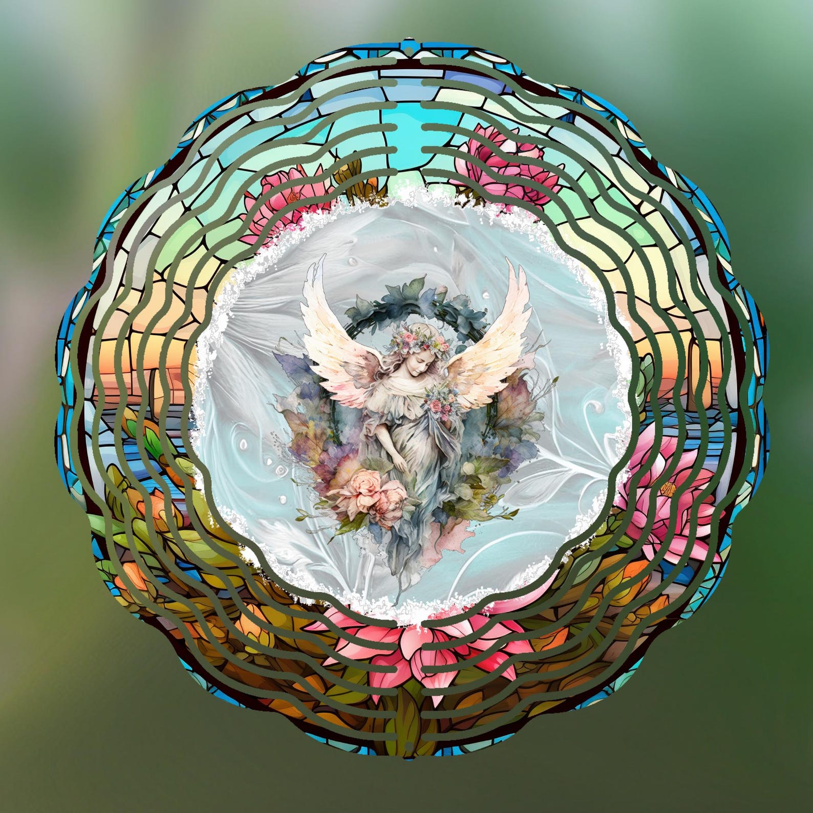 Angel Wind Spinner Sublimation Designs, Stained Glass Angel Wind ...