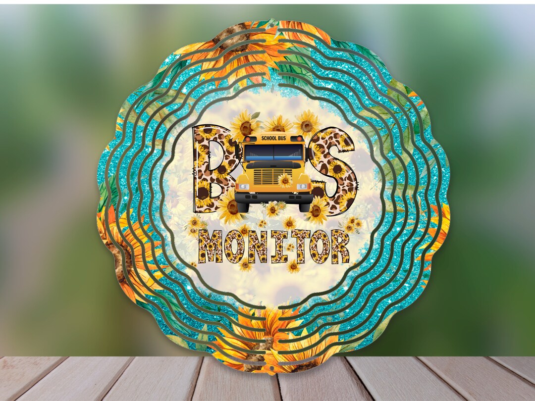 School Bus Monitor Wind Spinner Sublimation Design, Bus Monitor ...