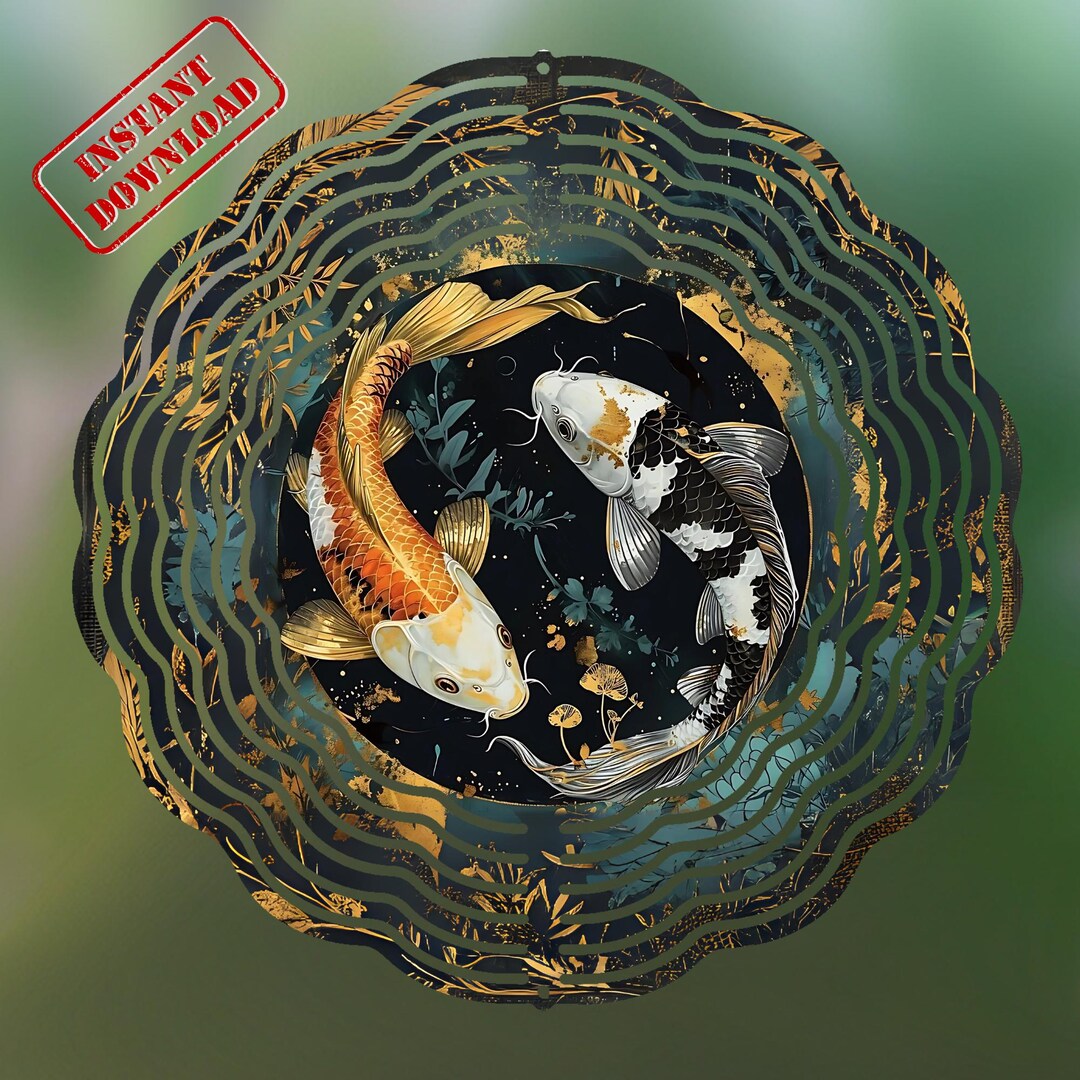 Koi Fish Wind Spinner Sublimation Design, Koi Fish PNG, Koi Fish Lovers ...