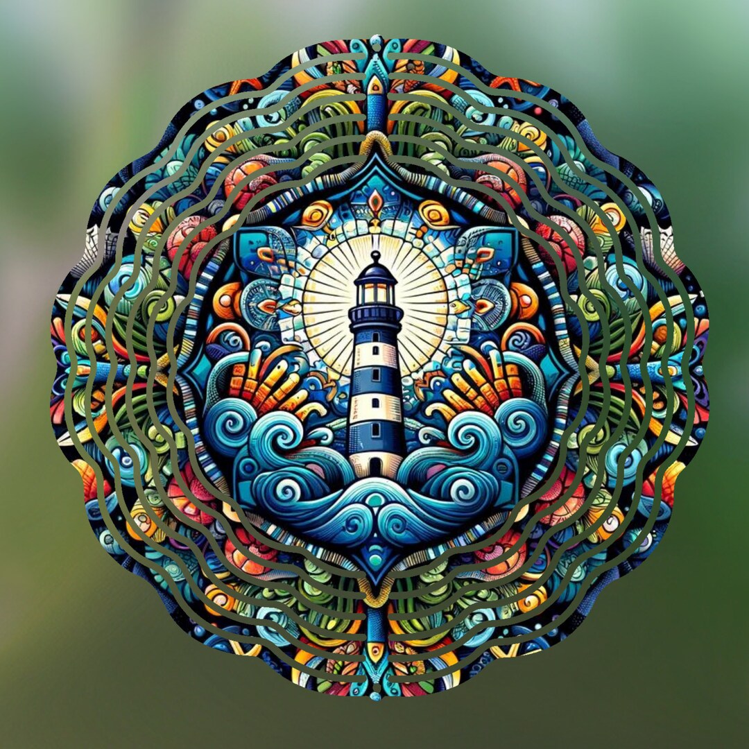 Lighthouse Mandala Wind Spinner Sublimation Design (PNG Digital ...