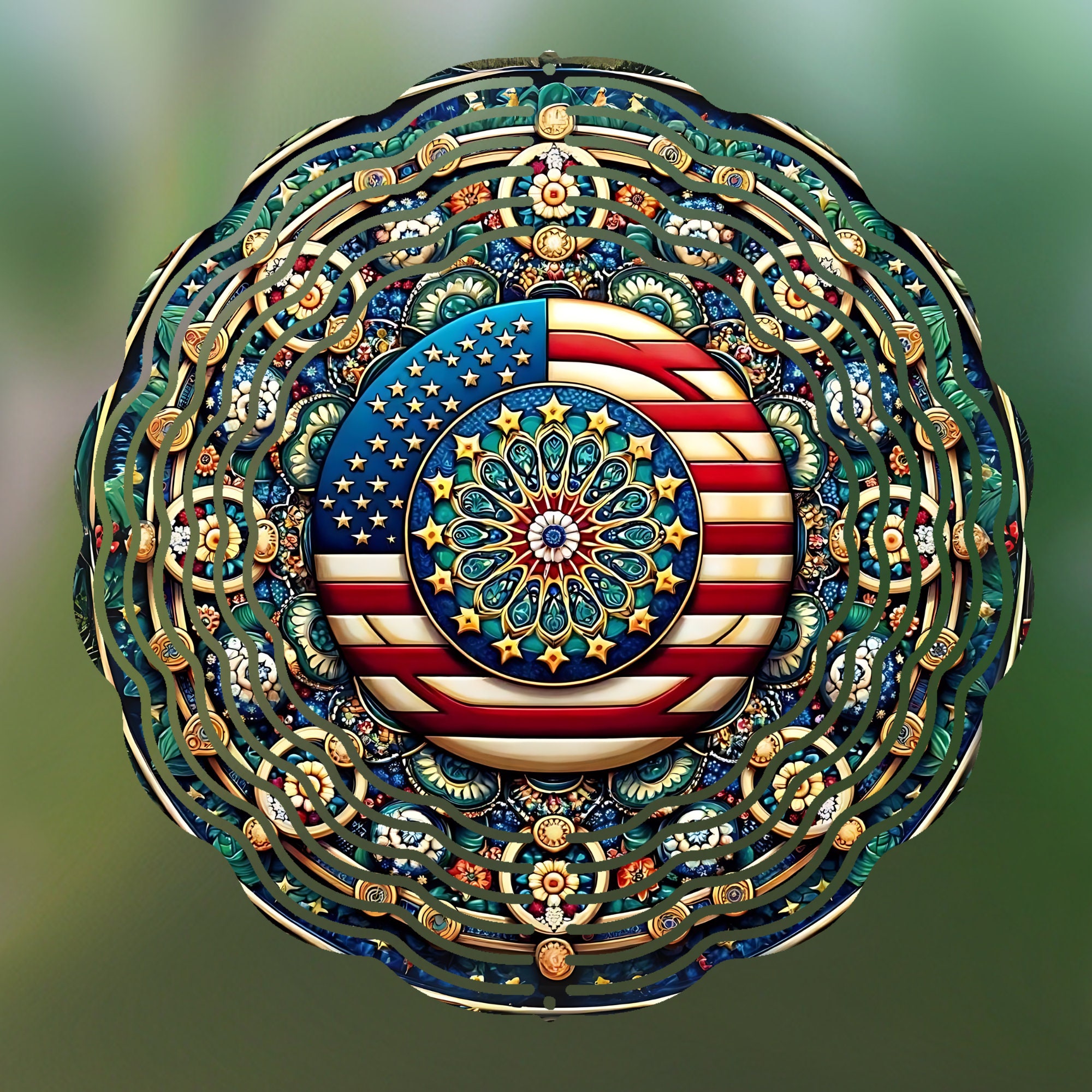 American Flag Mandala Wind Spinner PNG: Patriotic Sublimation Design ...