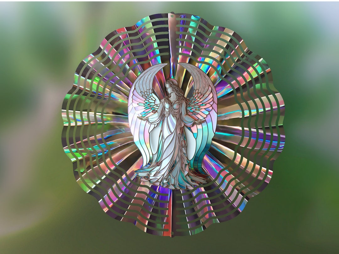 Stained Glass Angel Wind Spinner Sublimation Design, Angel Wind Spinner ...