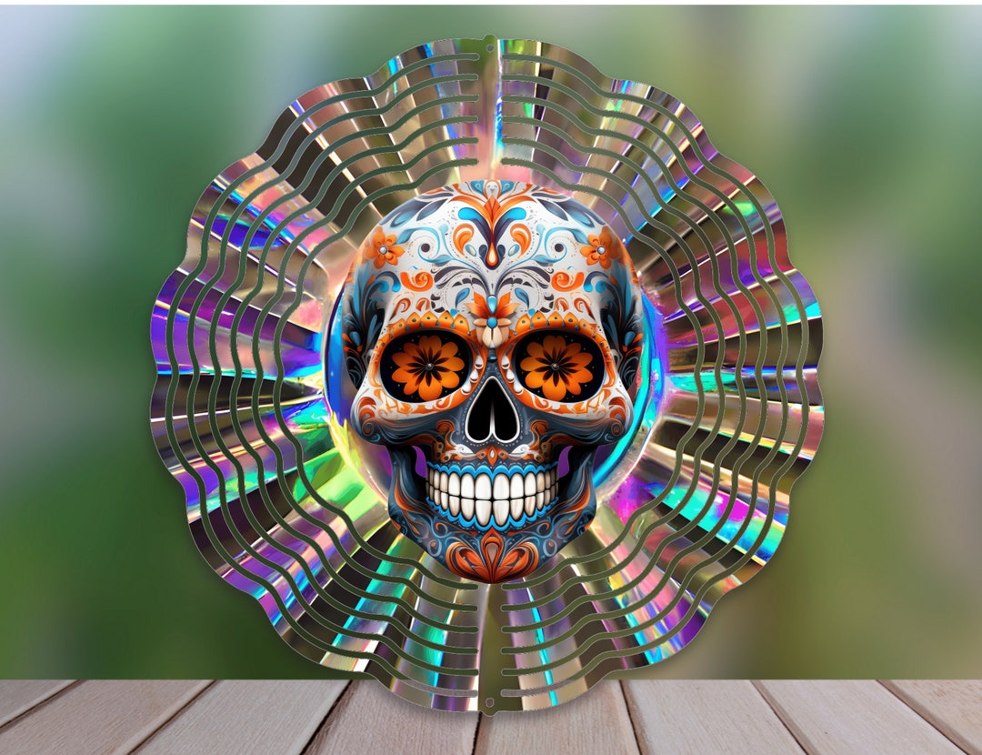 Sugar Skull Wind Spinner Sublimation Design, Multi Color Sugar Skull ...