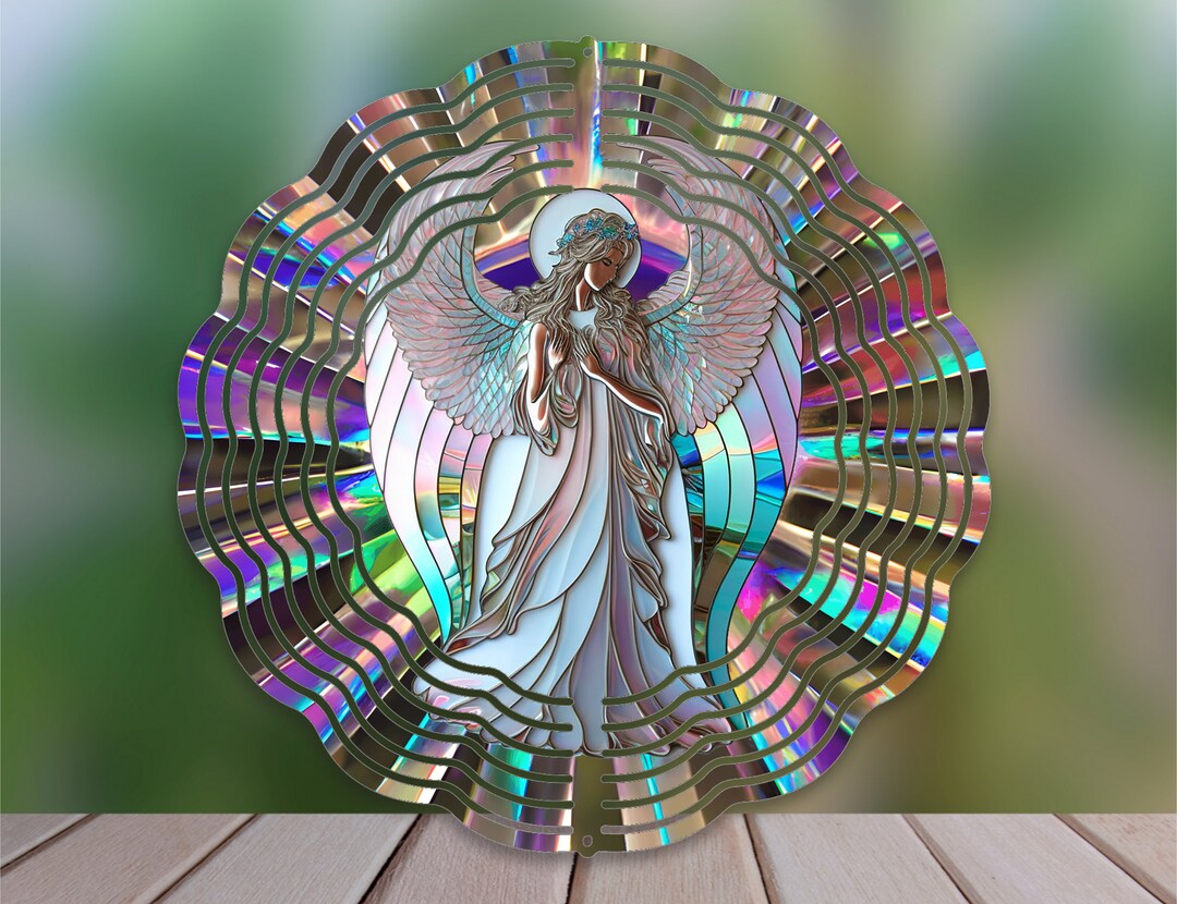 Angel Wind Spinner Sublimation Design, Stained Glass Angel Wind Spinner ...