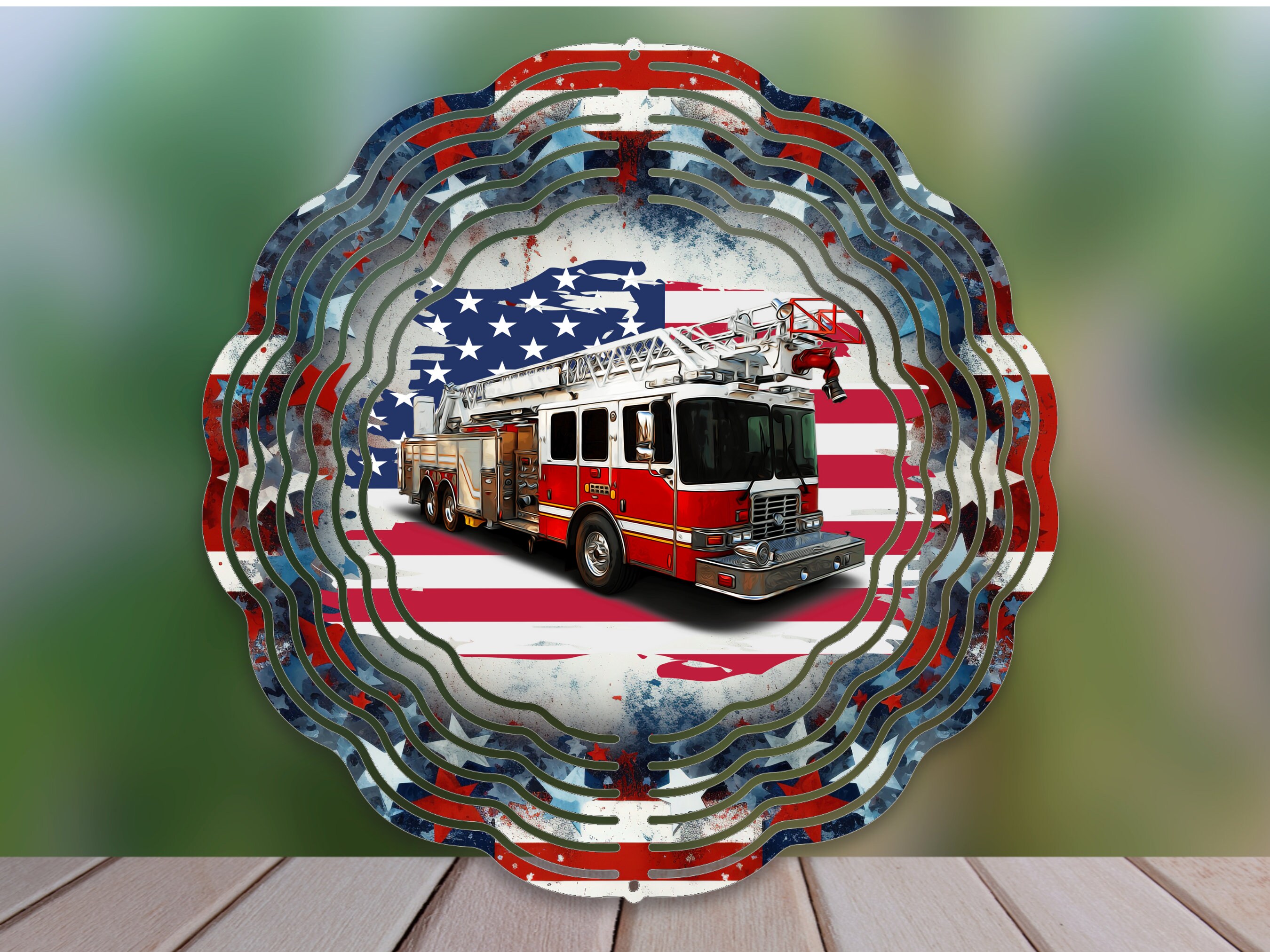Fire Truck Wind Spinner Sublimation Design Firefighter - Etsy