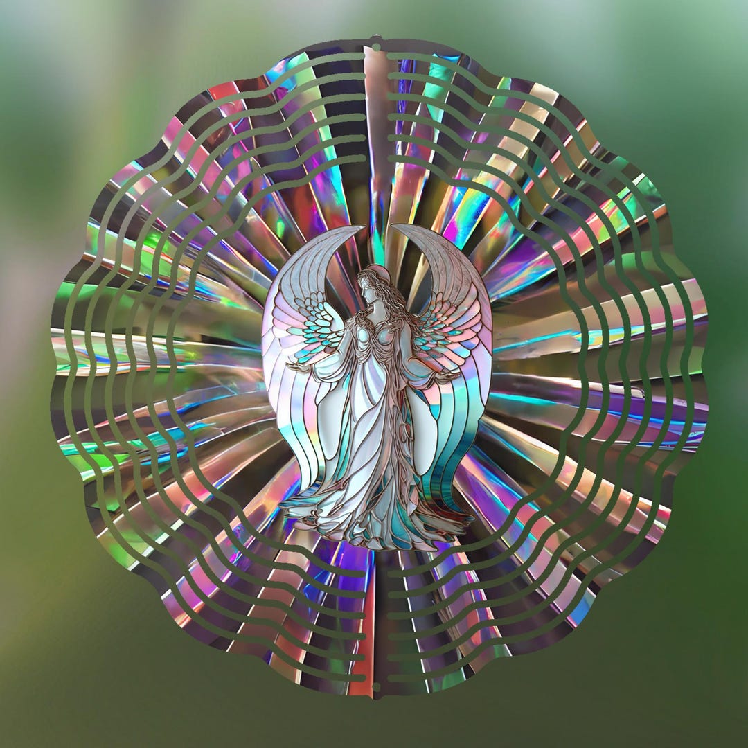 Stained Glass Angel Wind Spinner Sublimation Design, Angel Wind Spinner ...