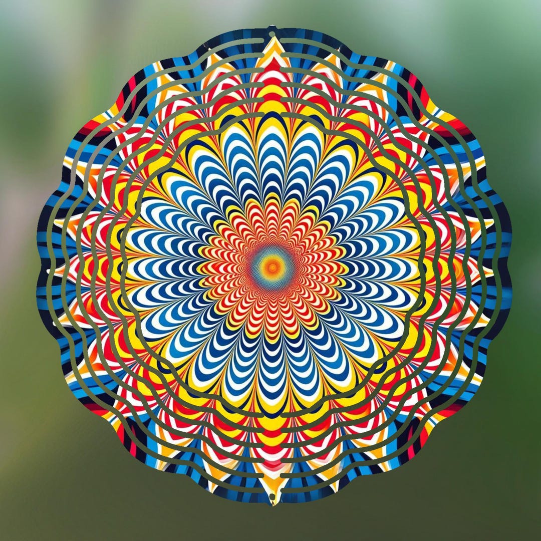 Colorful Optical Illusion Mandala Wind Spinner Sublimation Design ...
