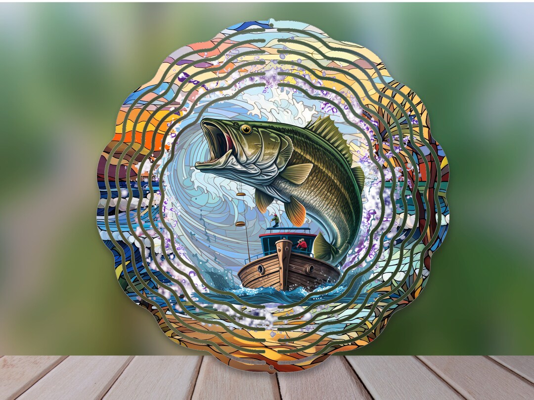 Smallmouth Bass Fish Wind Spinner Sublimation Design, Fishing Wind ...