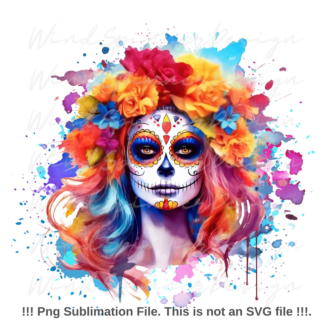 Day of the Dead Catrina Sugar Skull Png, Catrina Png, Floral Skull Png ...