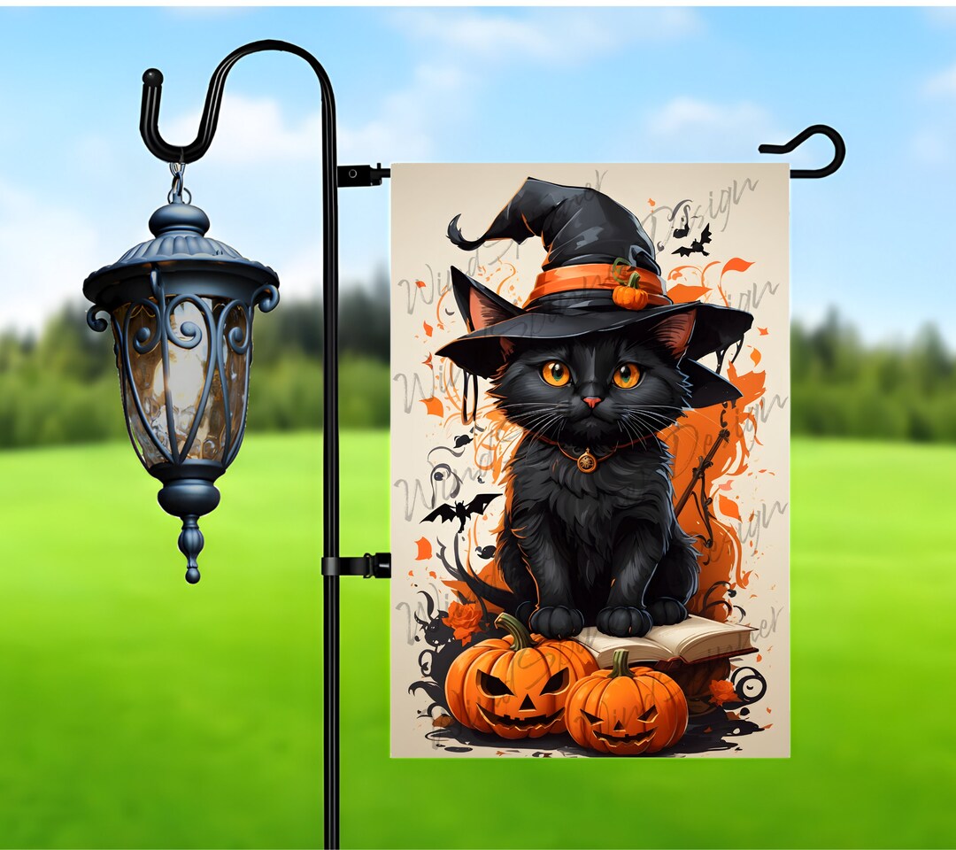 Halloween Cat Garden Flag Sublimation Design (PNG Digital Download) - Etsy