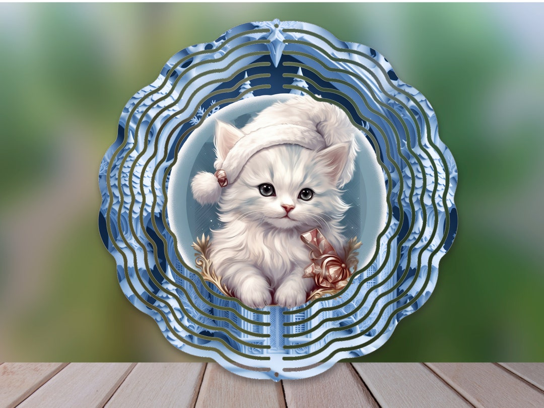 Christmas Cute Kitty Wind Spinner Sublimation Design, Christmas ...