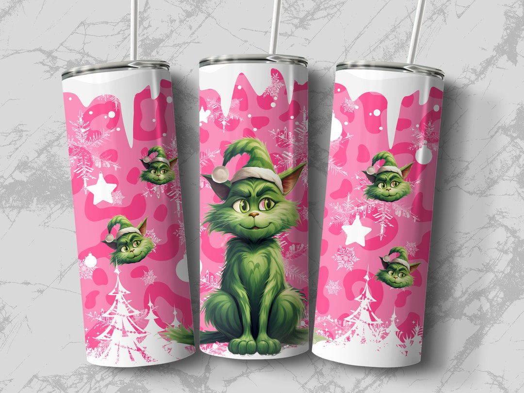 Grinch Cat Tumbler Wrap Pink Cheetah PNG Christmas Snowflake - Etsy