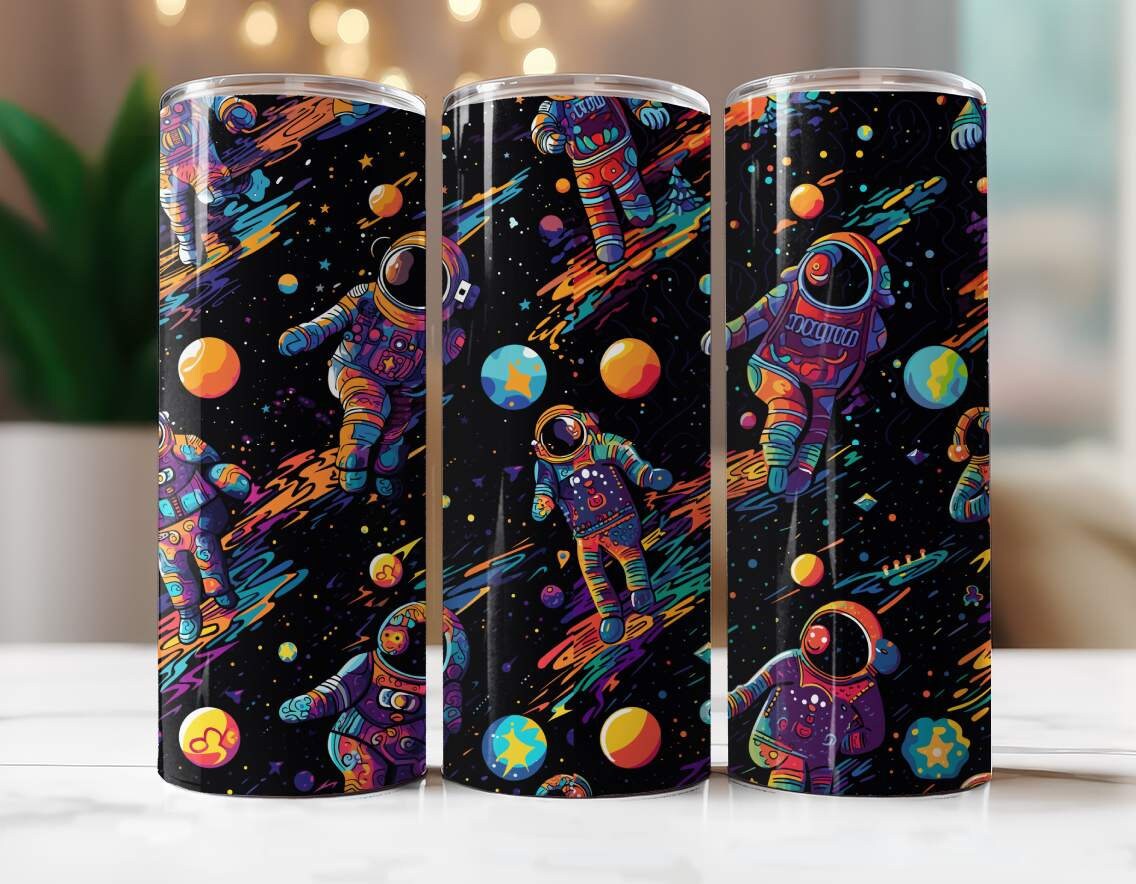 Galaxy Spaceman 20oz Skinny Tumbler Wrap Seamless Space - Etsy